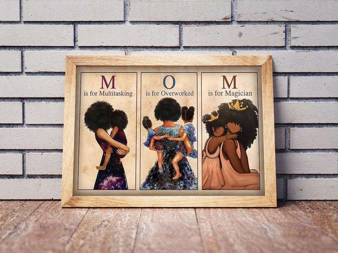 Multitasking Overworked Magician Mom Poster, Black Afro Mom and ...