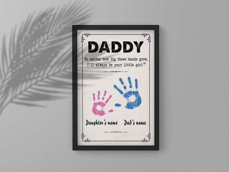 Custom Handprint Dad and Daughter Poster, Daddy No Matter How Big These ...