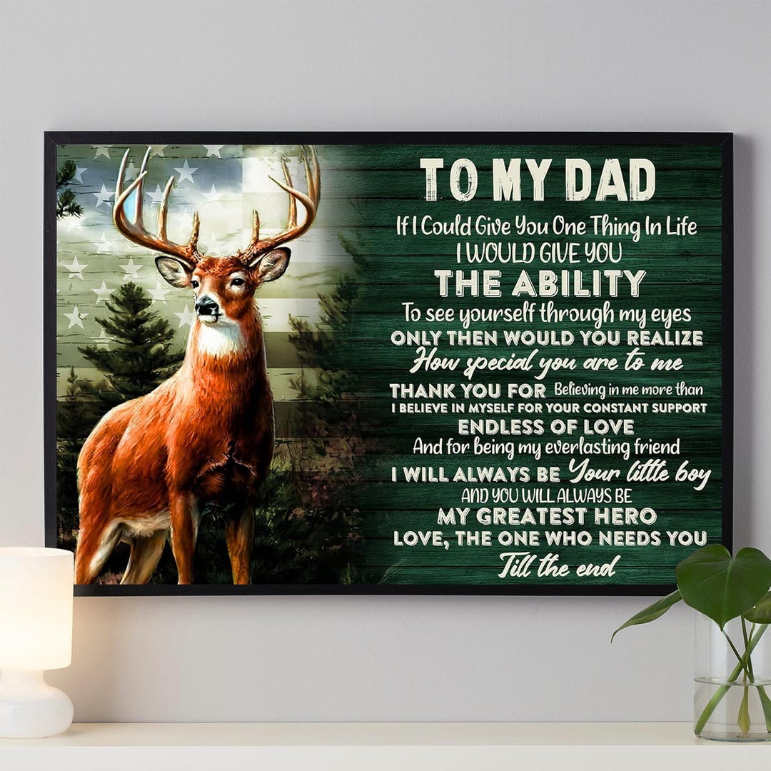 To My Dad Poster, Dad and Son Deer Hunting Canvas, American Flag ...