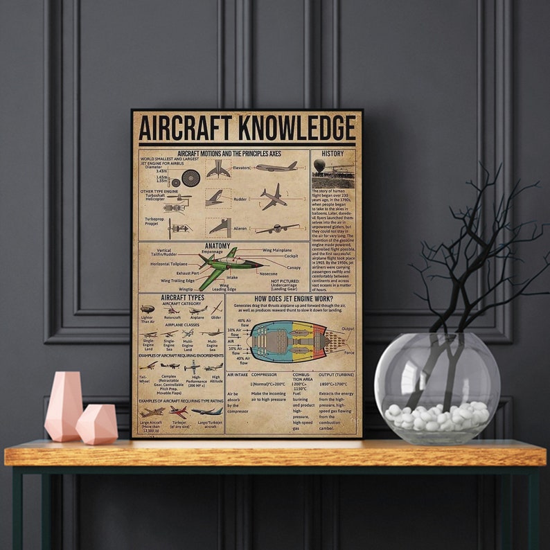 Aircraft Knowledge Poster, Pilot Anatomy Chart Wall Art, Aviation ...