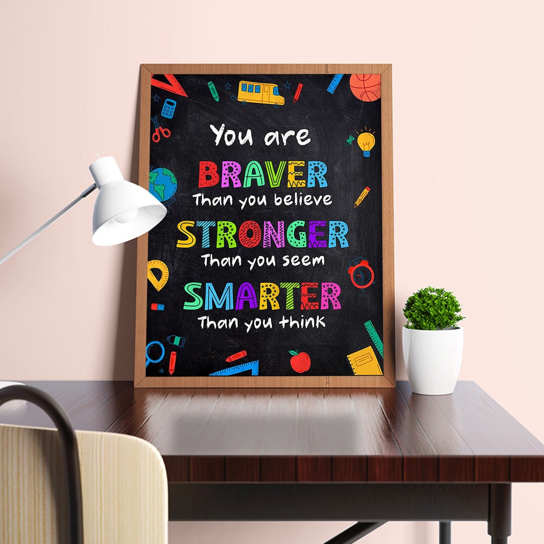You Are Braver Than You Believe Poster, Classroom Wall Art, Back to ...