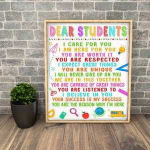 Dear Students Poster, Kids Preschool Kindergarten Classroom Decor ...