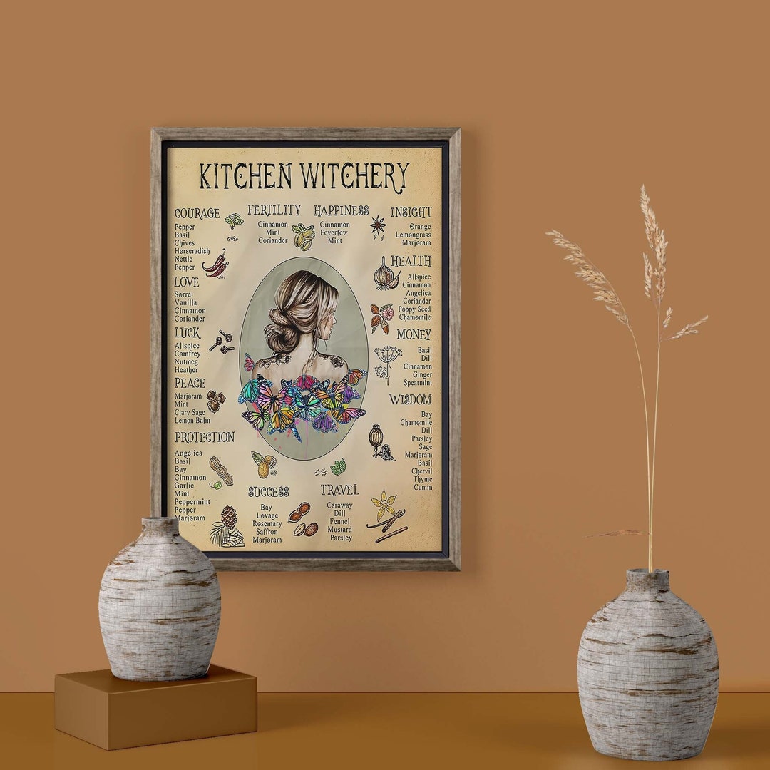 Kitchen Witchery Poster, Wiccan Halloween Canvas, Witches Magic ...