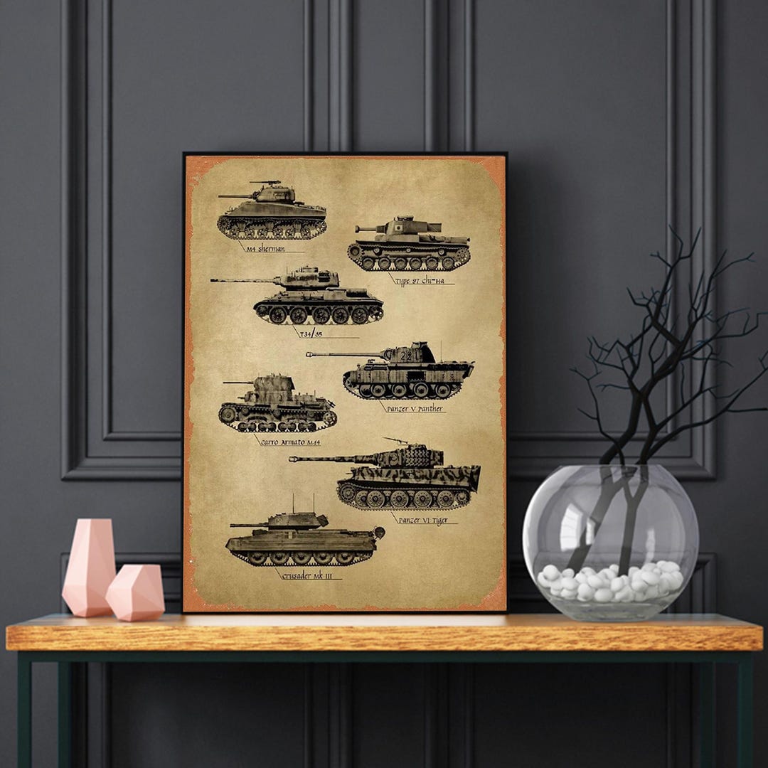 Retro World War II Tanks Poster, Vintage Tanks Canvas, WWII Fighter ...