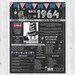 Back in 1964 Newspaper Poster Canvas, Vintage 60th Birthday Wall Art ...
