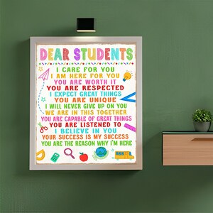 Dear Students Poster, Kids Preschool Kindergarten Classroom Decor ...
