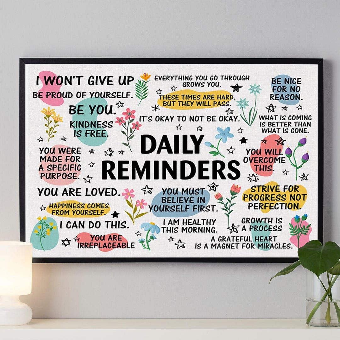 Daily Reminders Poster, Inspirational Daily Reminders Canvas, Positive ...