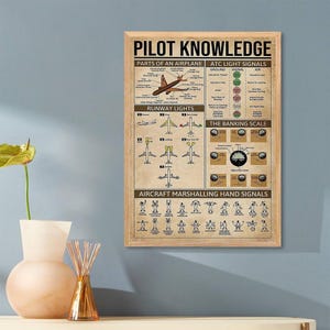 Pilot Knowledge Poster, Pilot Anatomy Chart Wall Art, Aviation Canvas ...