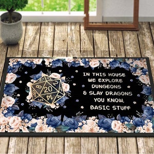 In This House We Explore Dungeons and Slays Dragons Doormat, Slaying ...