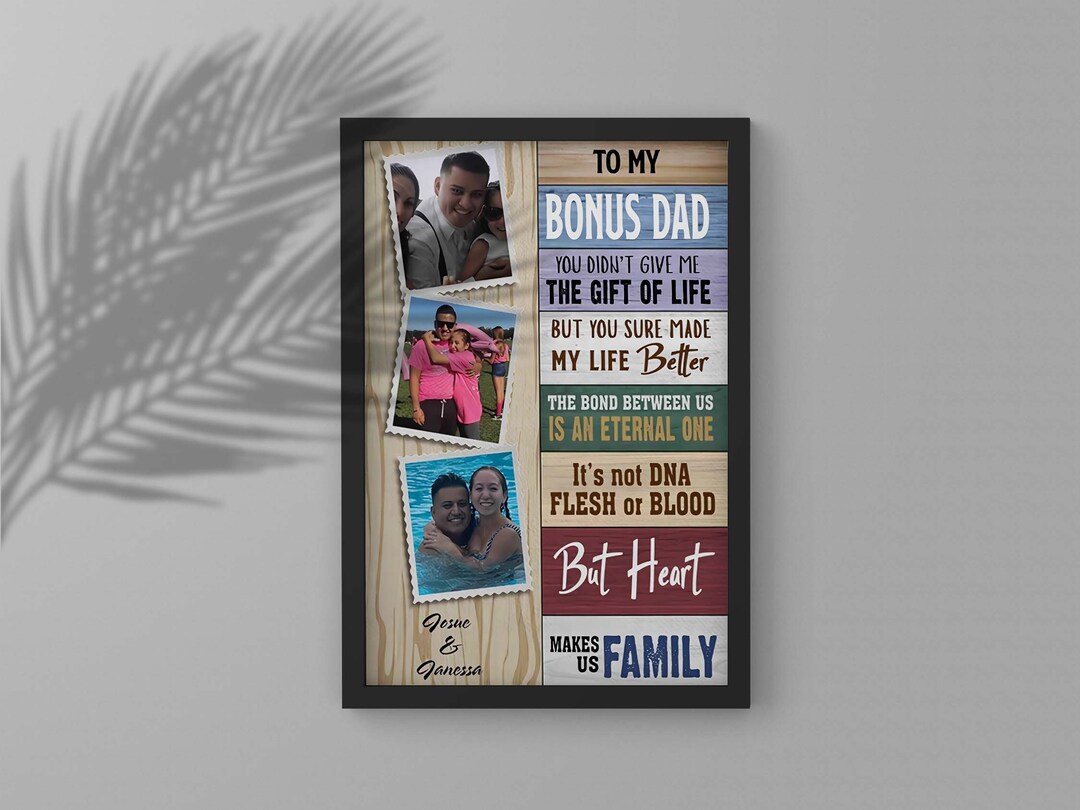 Personalized Photos Bonus Dad Poster, to My Bonus Dad Canvas, Step Dad ...