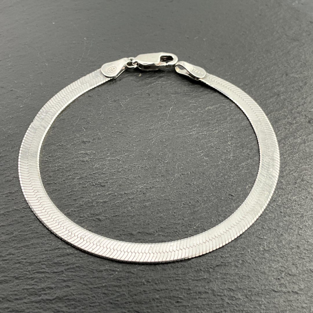 Vintage Sterling Silver Herringbone Chain Link Bracelet - Etsy
