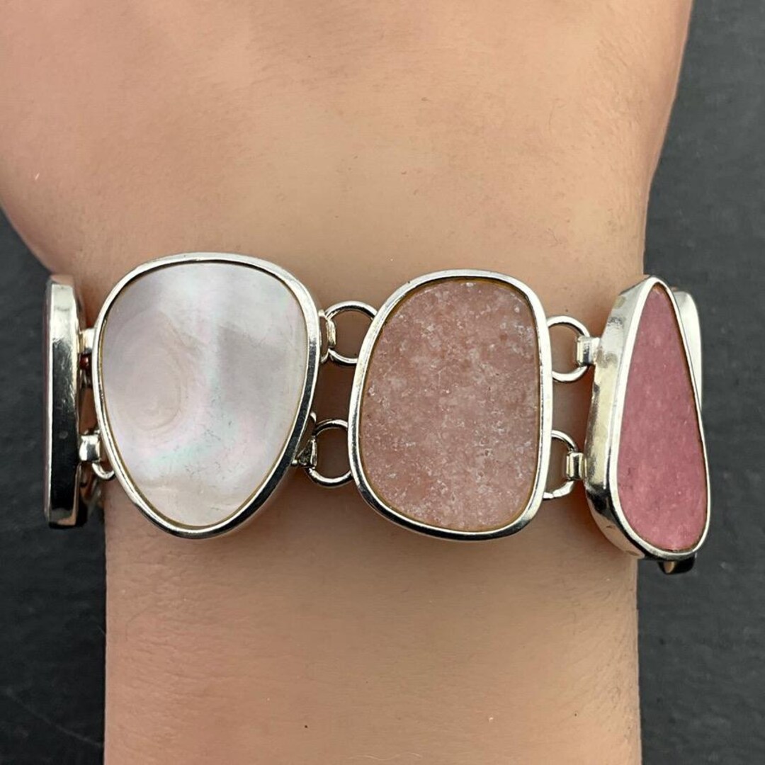 Genuine Whitney Kelly Mother of Pearl & Pink Hard Stone Sterling Silver ...