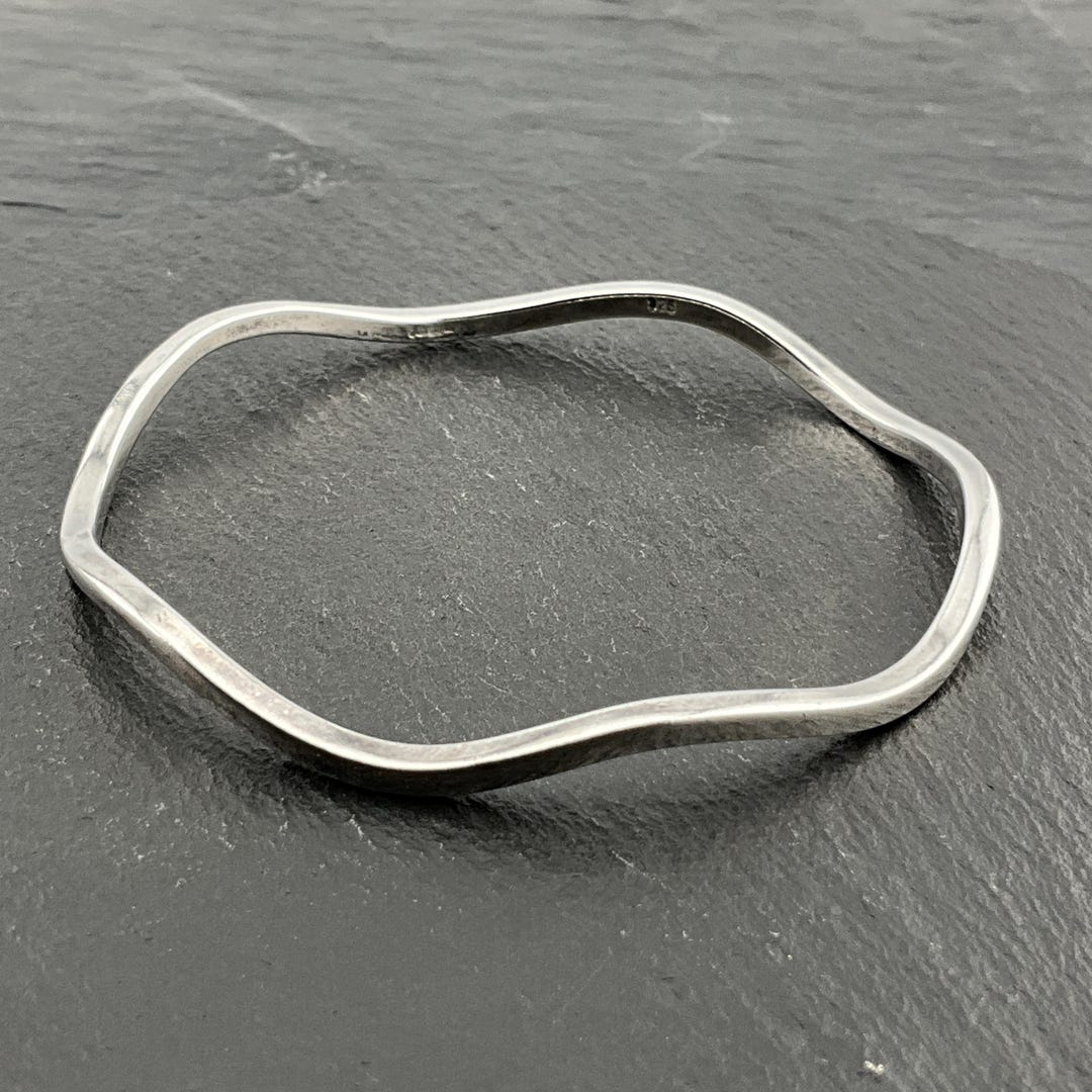 Vintage Solid Sterling Silver Modernist Wave Stacker Bangle - Etsy