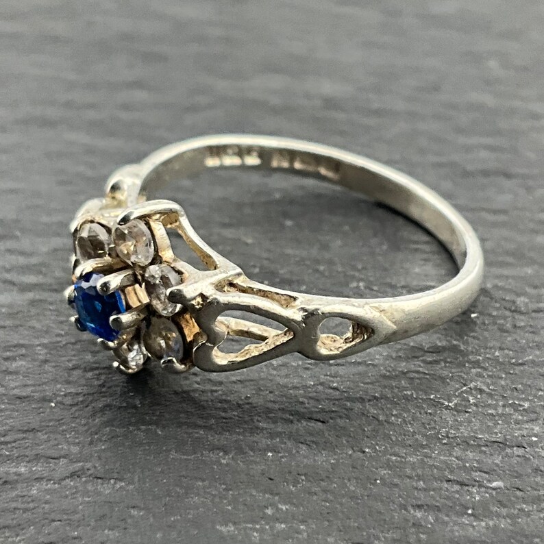Vintage Blue & White Natural Hardstone Sterling Silver Heart Cluster ...