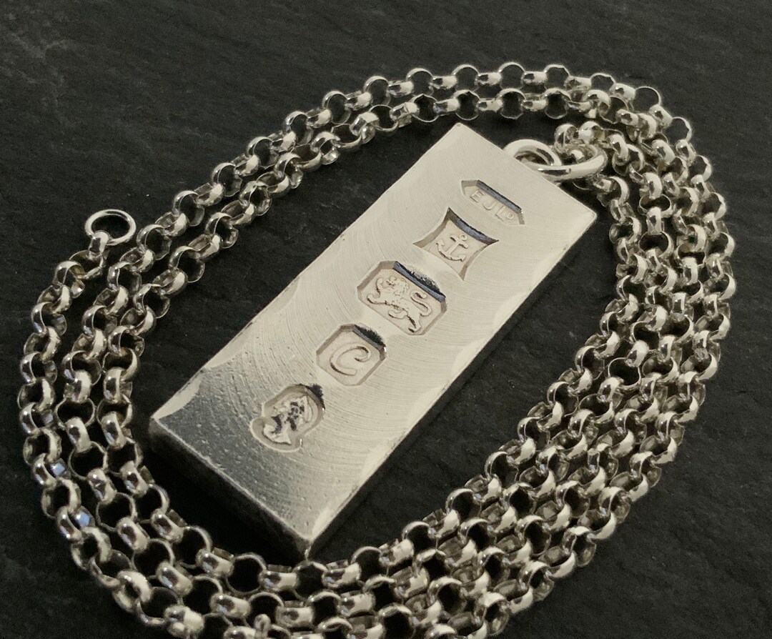 Vintage Sterling Silver Ingot Pendant Necklace - Etsy