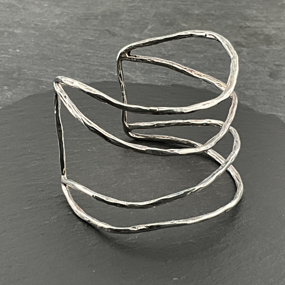 Vintage Heavy Sterling Silver Large Rustic Multi-band Torc Bangle - Etsy