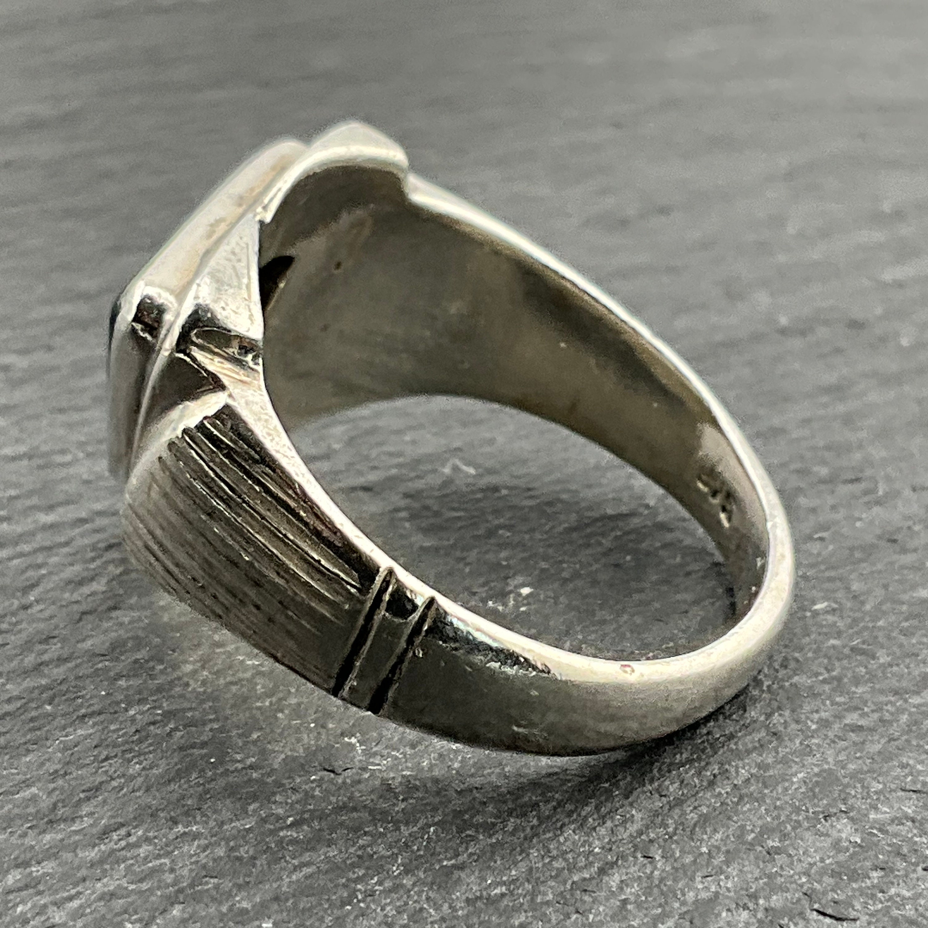 Vintage Triangle Black Onyx Sterling Silver Statement Ring, UK Size T ...