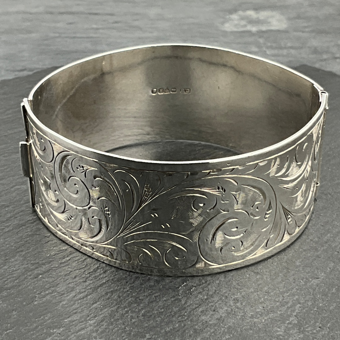 Vintage Charles Horner Sterling Silver Hinged Bangle - Etsy