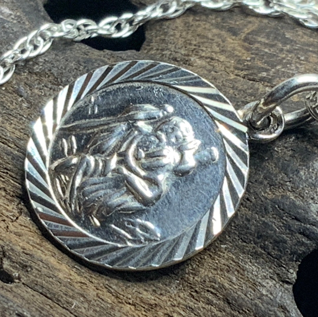 Vintage Sterling Silver Petite St. Christopher Pendant Necklace - Etsy