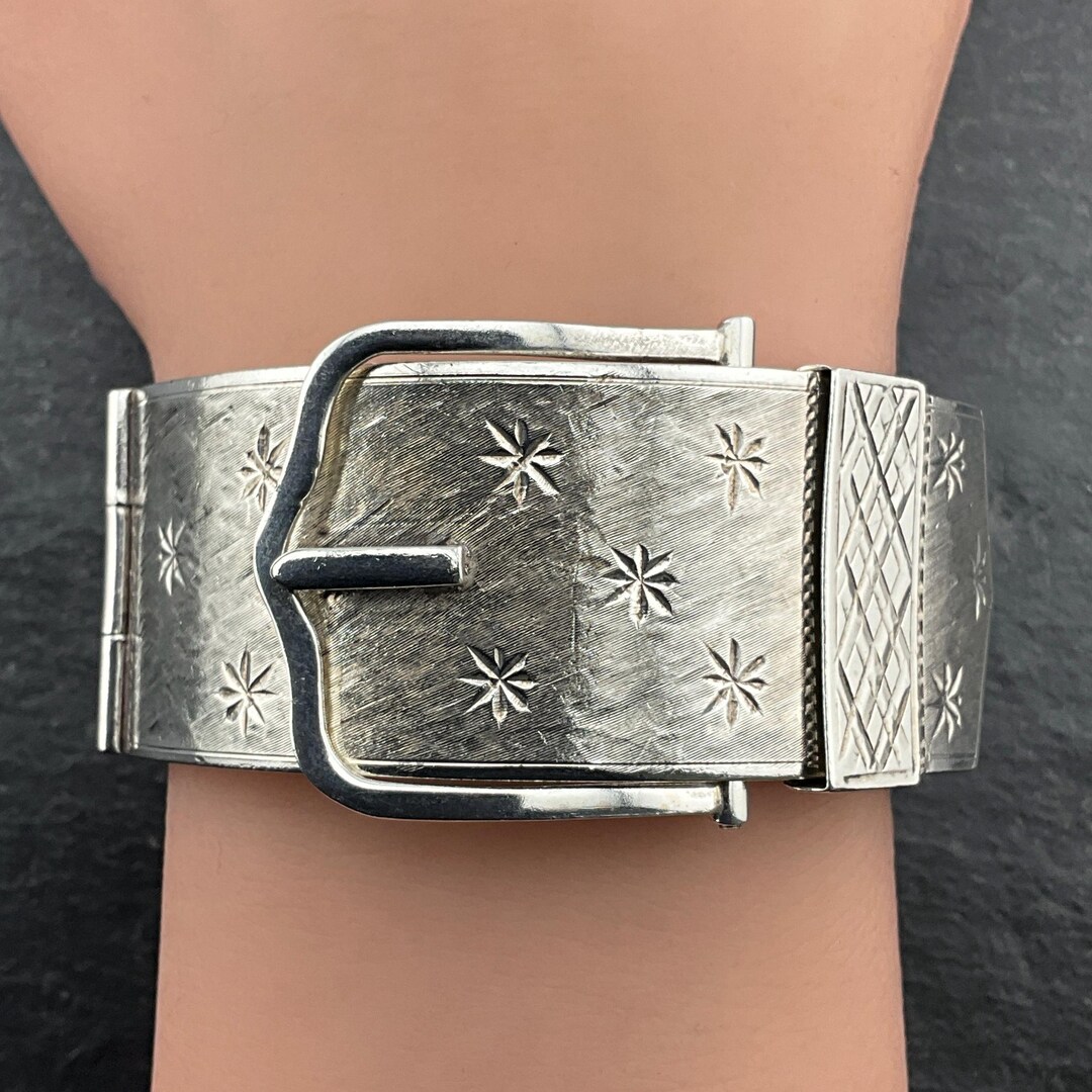 Vintage Super Heavy Solid Sterling Silver Buckle Hinged Bangle - Etsy