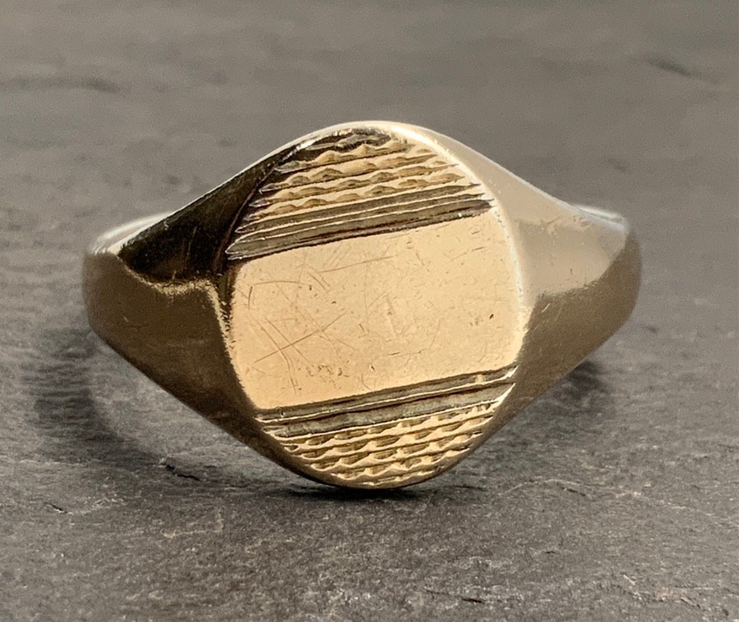 Vintage 9ct Gold Gilded Sterling Silver Chunky Signet Ring, UK Size Y ...