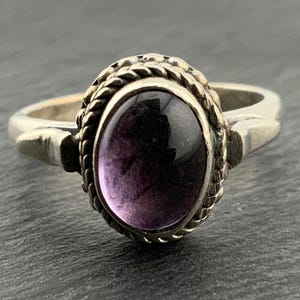 Vintage Amethyst Sterling Silver Fancy Solitaire Ring, UK Size M, US ...