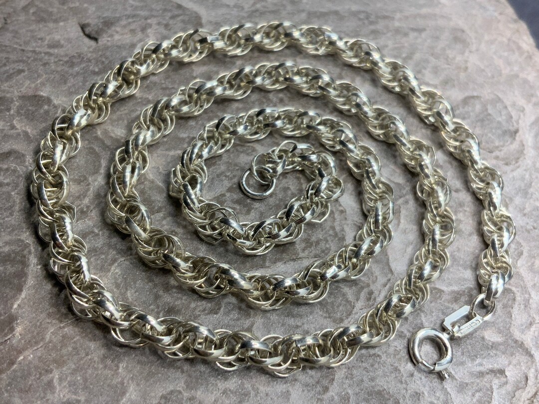 Vintage Sterling Silver Rope Necklace - Etsy