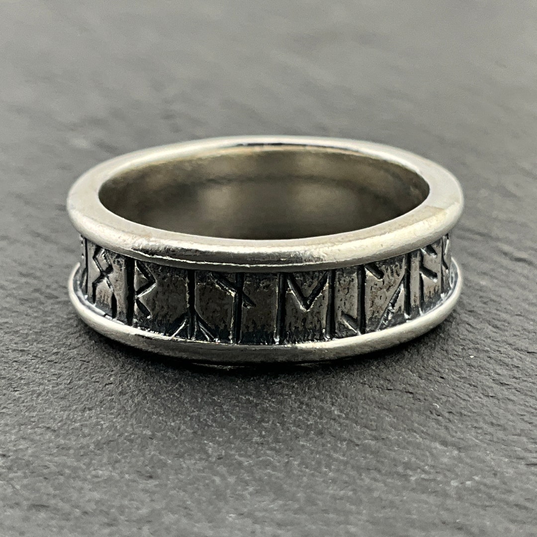 Vintage Sterling Silver Viking Norse Rune Band Ring, UK Size M1/2, US ...