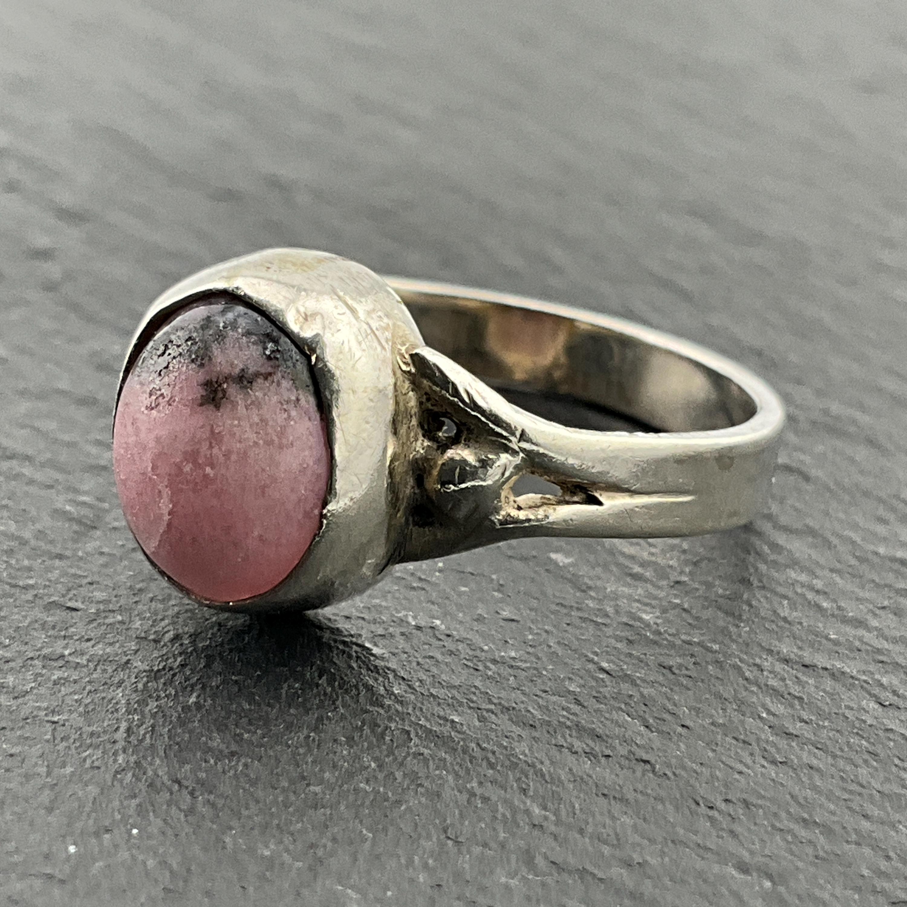 Vintage Rhodonite Sterling Silver Solitaire Ring, UK Size O, US Size 7 ...