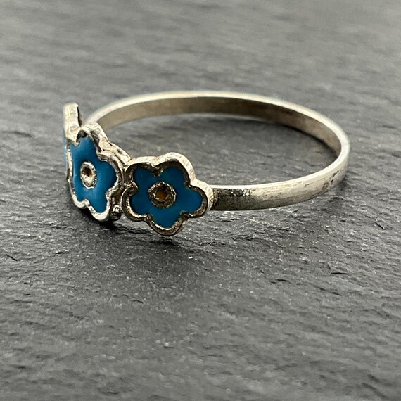 Vintage Blue Enamel Sterling Silver Forget Me Not Flo… - Gem