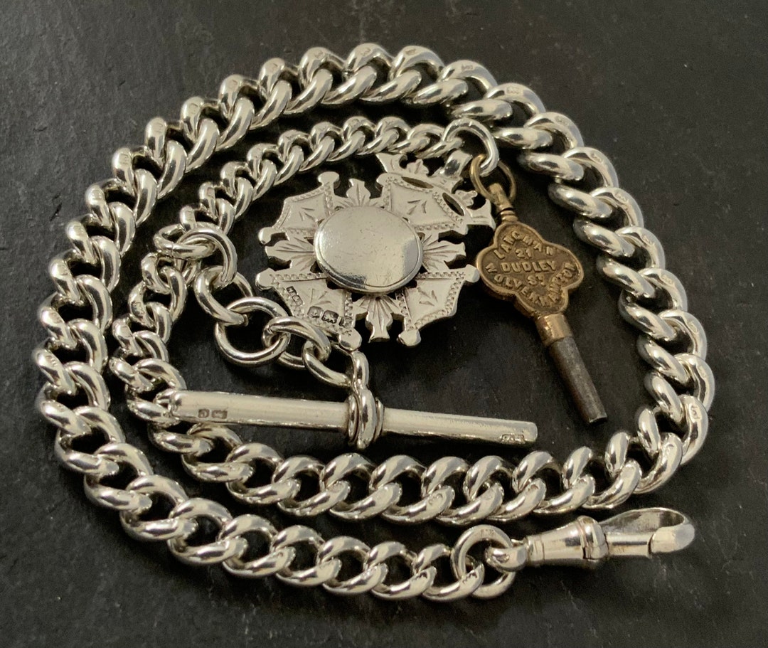 Vintage Heavy Solid Sterling Silver Pocket Watch Albert Chain - Etsy UK