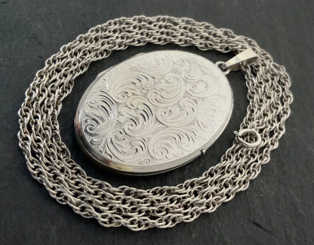Vintage Large Sterling Silver Locket Pendant Necklace - Etsy