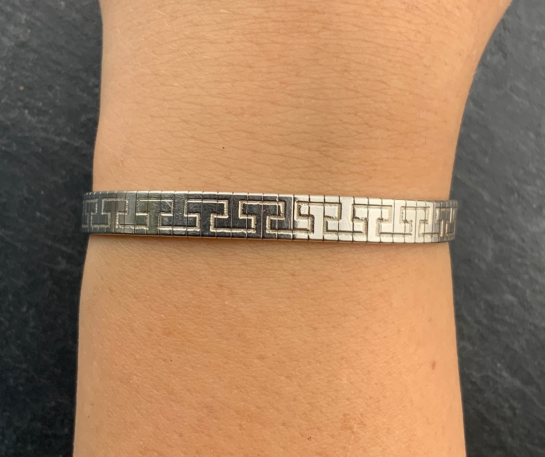 Vintage Sterling Silver Greek Key Link Bracelet - Etsy
