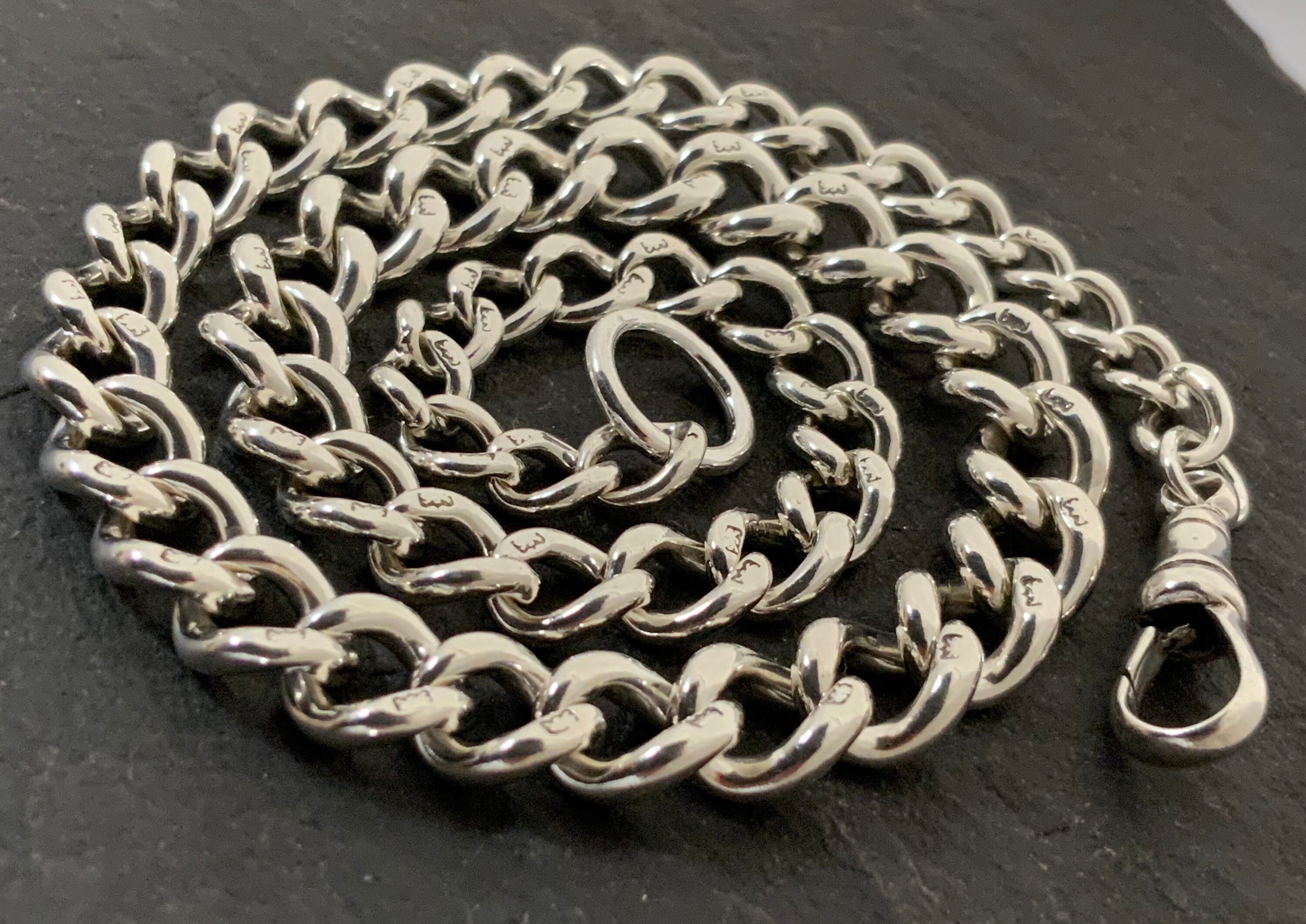 Vintage Heavy Solid Sterling Silver Pocket Watch Chain - Etsy