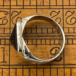 Vintage Triangle Black Onyx Sterling Silver Statement Ring, UK Size T ...