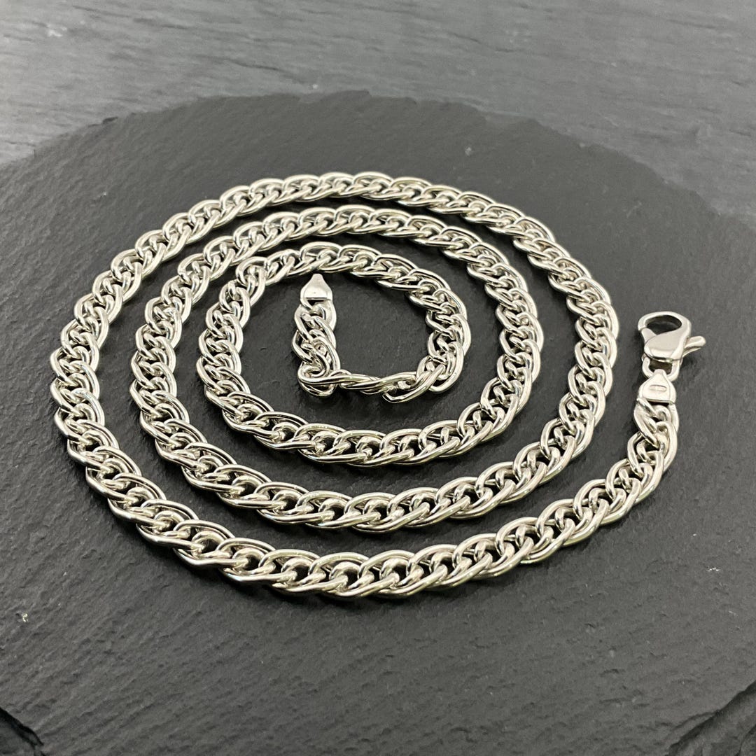 Vintage Heavy Long Sterling Silver Fancy Link Necklace - Etsy