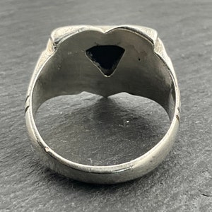 Vintage Triangle Black Onyx Sterling Silver Statement Ring, UK Size T ...