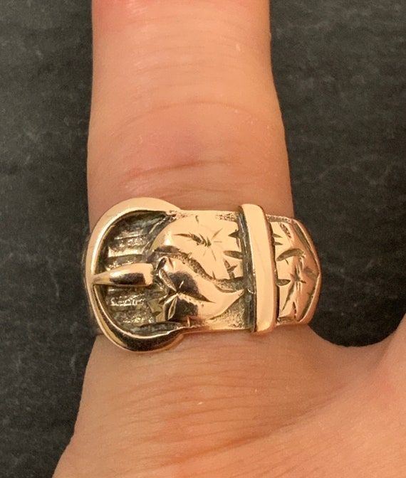 Antique Chunky Solid 9ct Gold Buckle Ring, UK Size N,… - Gem