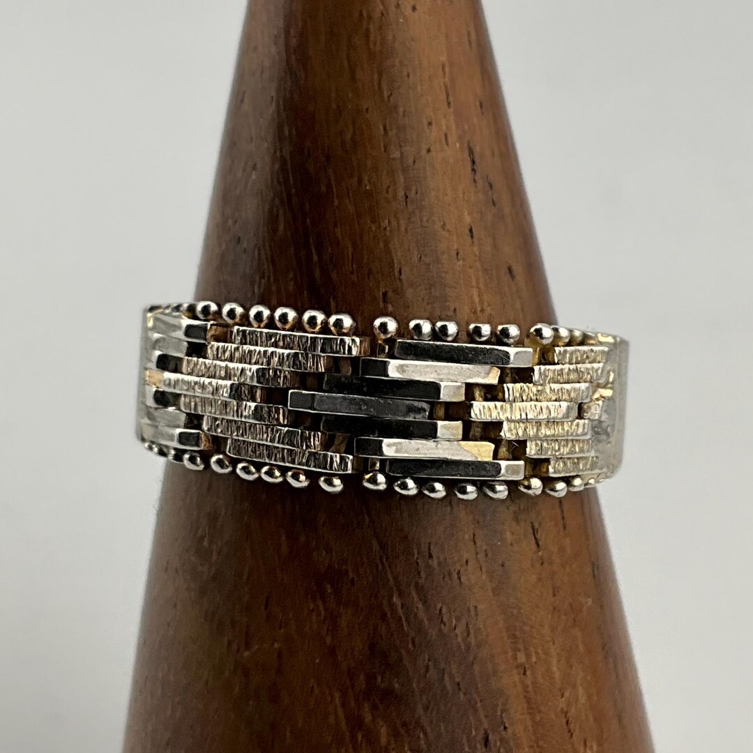Vintage Riccio Chain Link Sterling Silver Ring, UK Size P1/2, US Size 7 ...