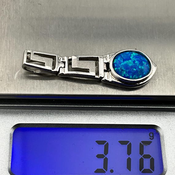 Vintage Opal Greek Key Sterling Silver Pendant Neckla… - Gem