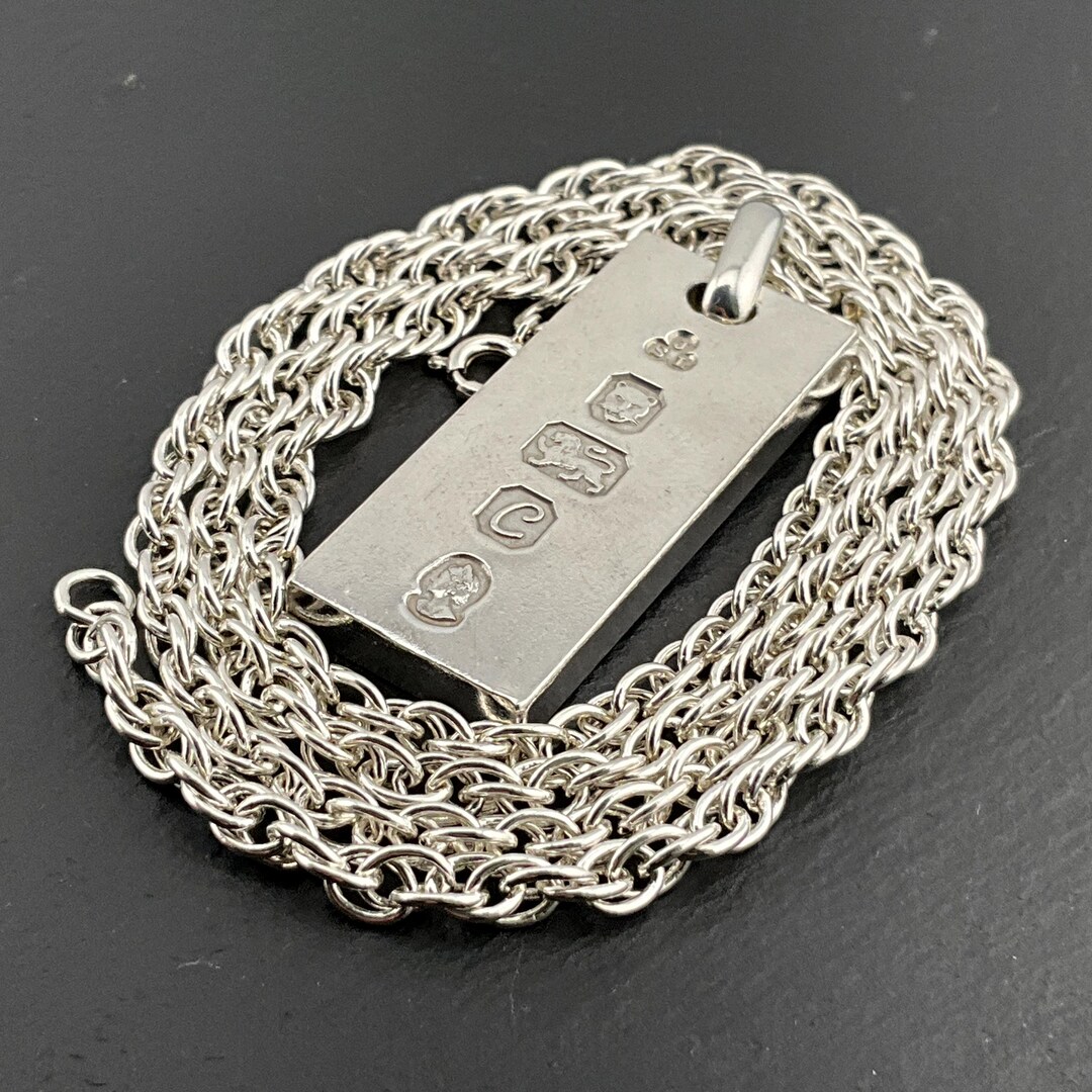 Vintage Sterling Silver Ingot Pendant Necklace - Etsy