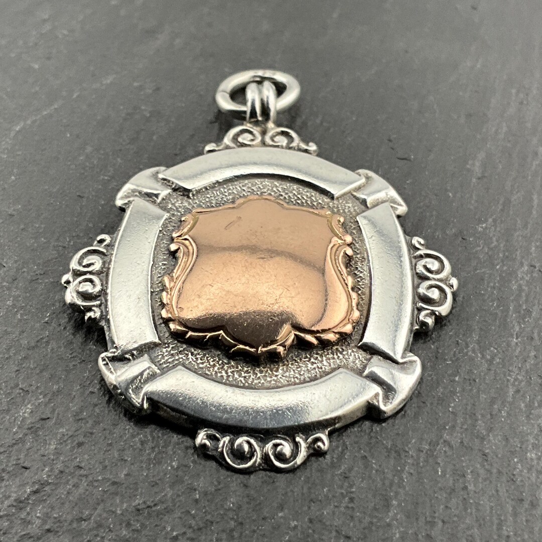 Vintage Sterling Silver & Rose Gold Fob Medal Pendant - Etsy Australia
