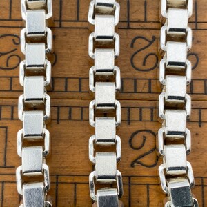 Vintage Super Heavy Sterling Silver Box Link Necklace - Etsy