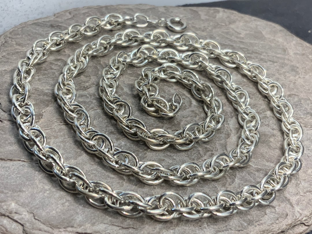 Vintage Sterling Silver Rope Necklace - Etsy