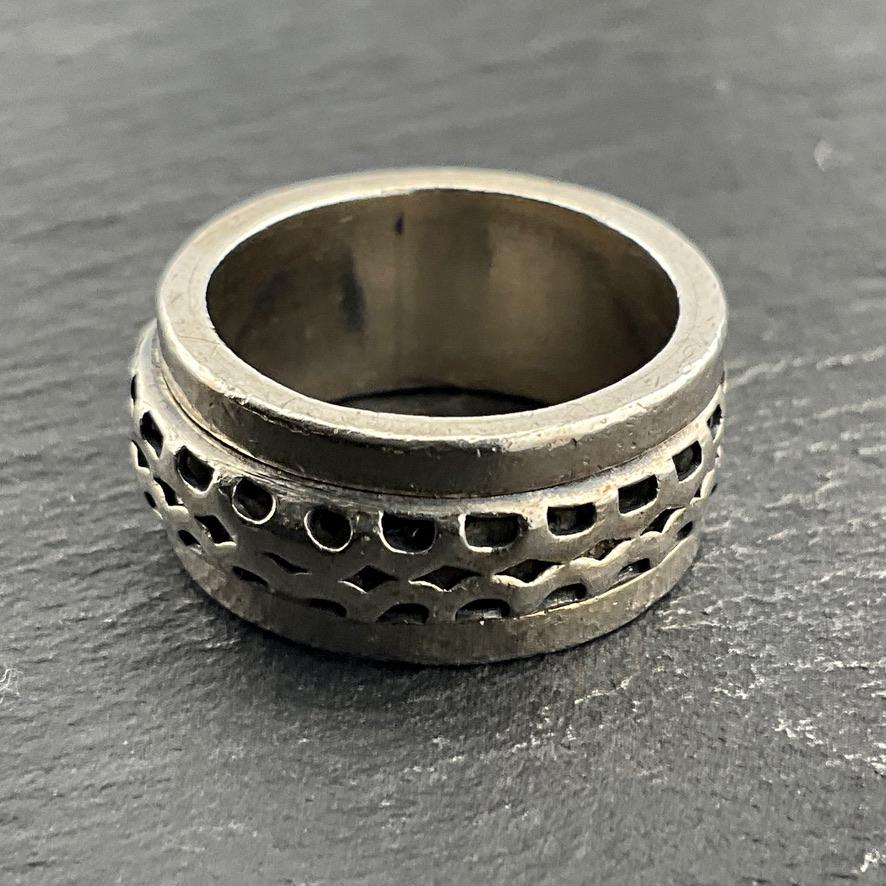 Vintage Sterling Silver Fancy Spinner Spacer Stacker Band Ring, UK Size ...