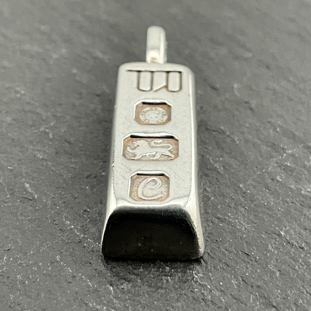 Vintage Hallmark Ingot Sterling Silver Pendant Necklace - Etsy