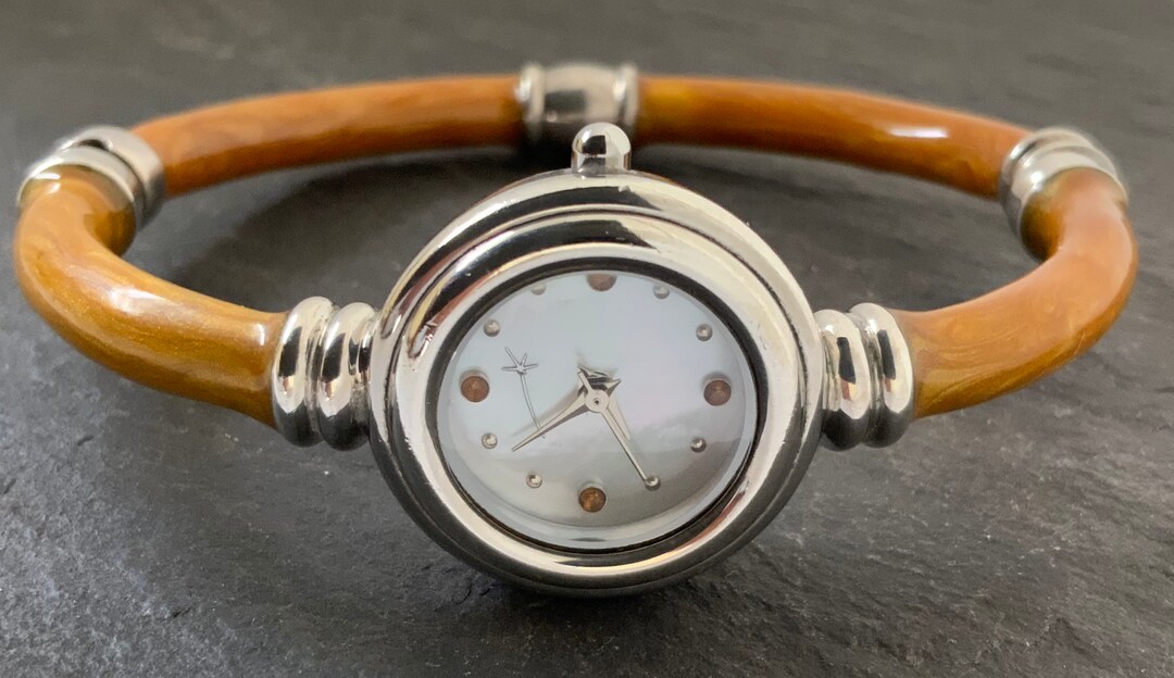 Vintage Solid Sterling Silver Enamel Bangle Wrist Watch - Etsy UK