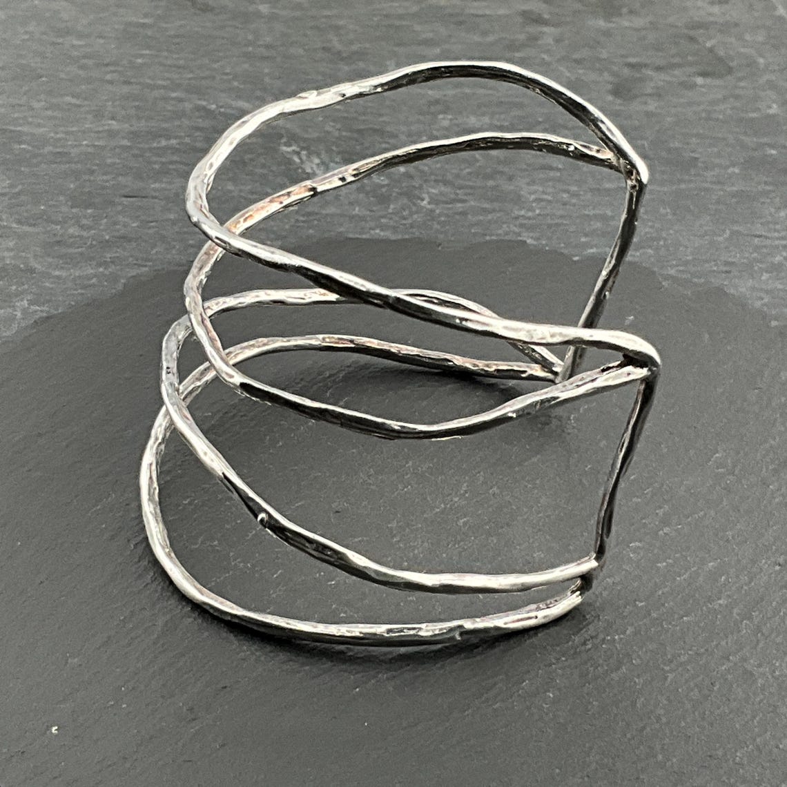 Vintage Heavy Sterling Silver Large Rustic Multi-band Torc Bangle - Etsy