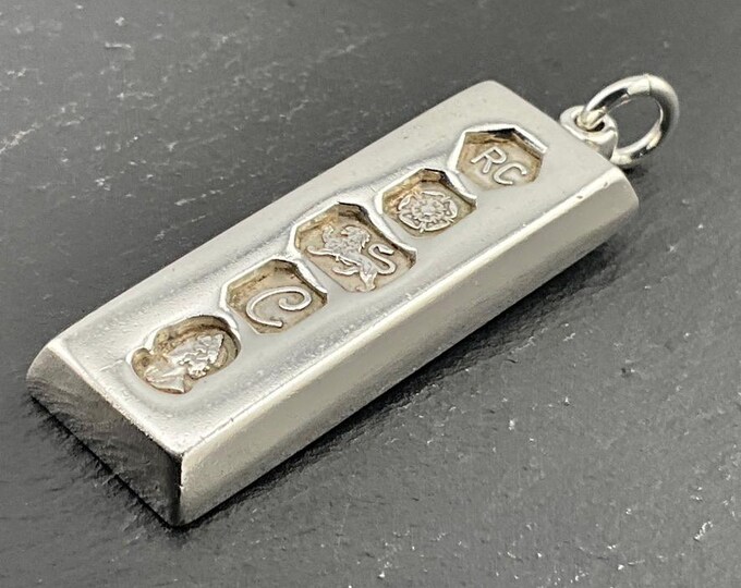 Vintage Heavy Hallmark Ingot Sterling Silver Pendant - Etsy