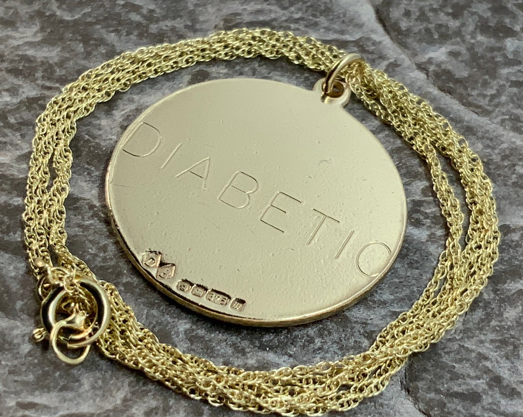 Vintage Solid 9ct Gold Diabetic Pendant Necklace - Etsy
